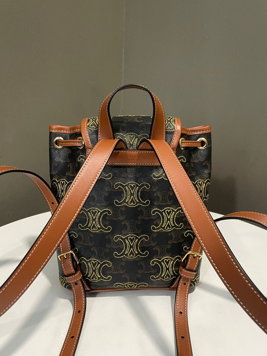 Celine Mini Folco Backpack Embroidered Triomphe Canvas / Calfskin ...