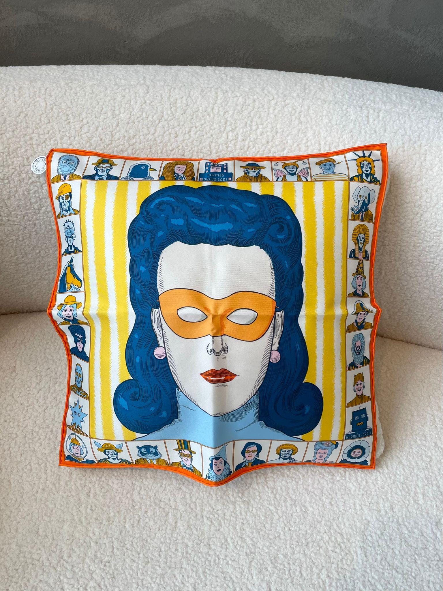 Hermes Dress Code Scarf 45 Orange /Jaune/Bleu – LOVELOTSLUXURY