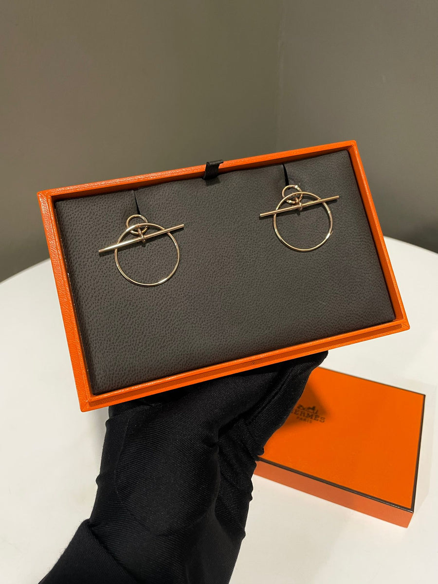 Hermes Loop Earring 18K Rose Gold – LOVELOTSLUXURY