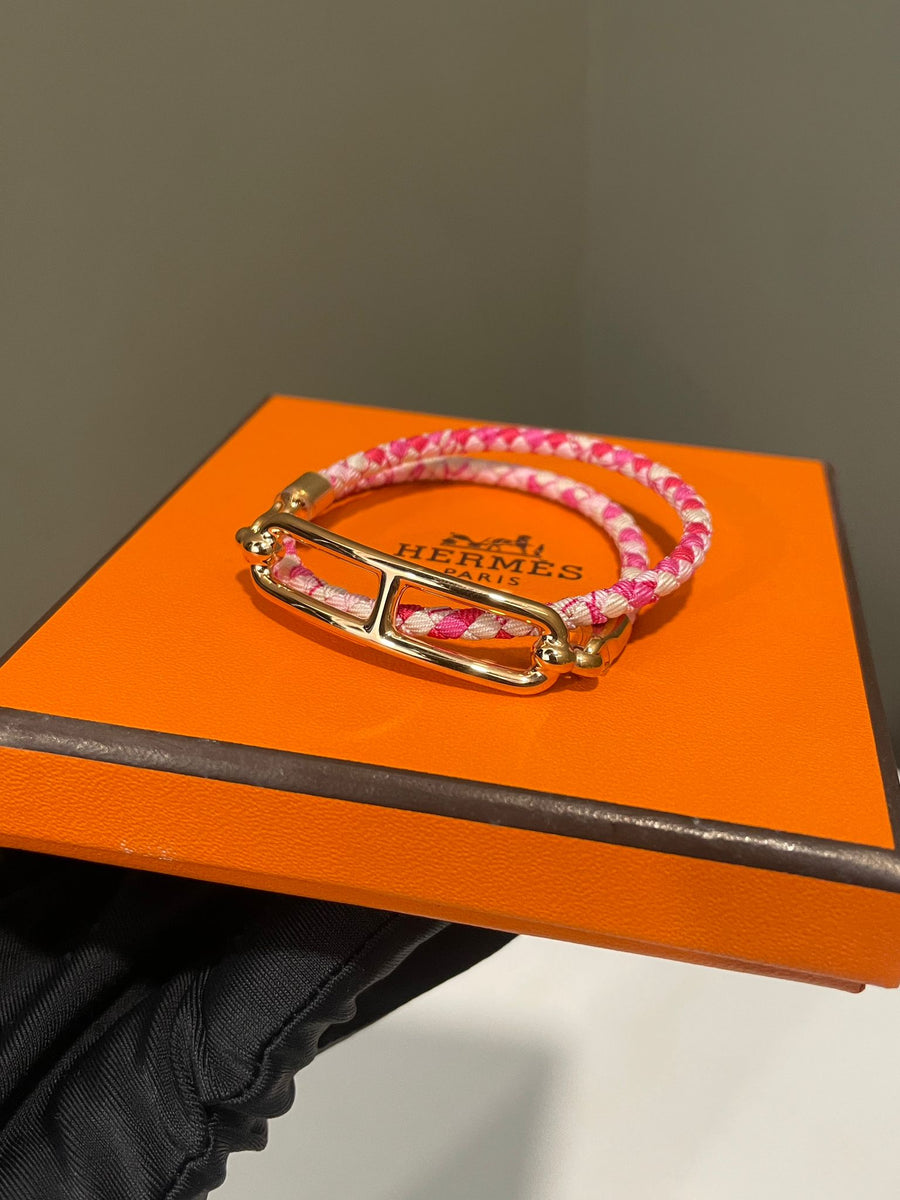 Hermes Roulis Braided Double Tour Bracelet Pink Lake – LOVELOTSLUXURY