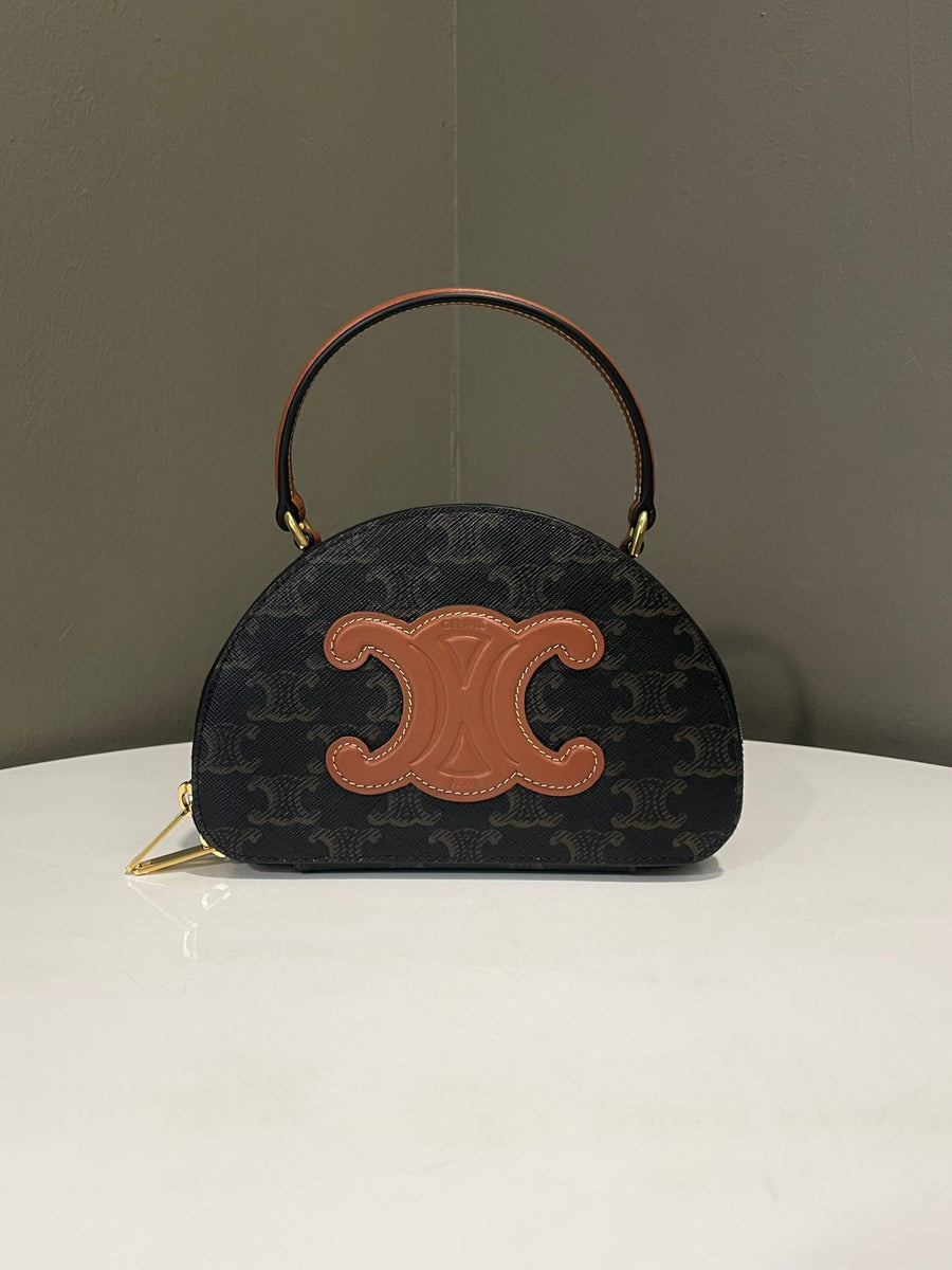 Celine Half Moon Case Triomphe Canvas / Tan Calf – LOVELOTSLUXURY